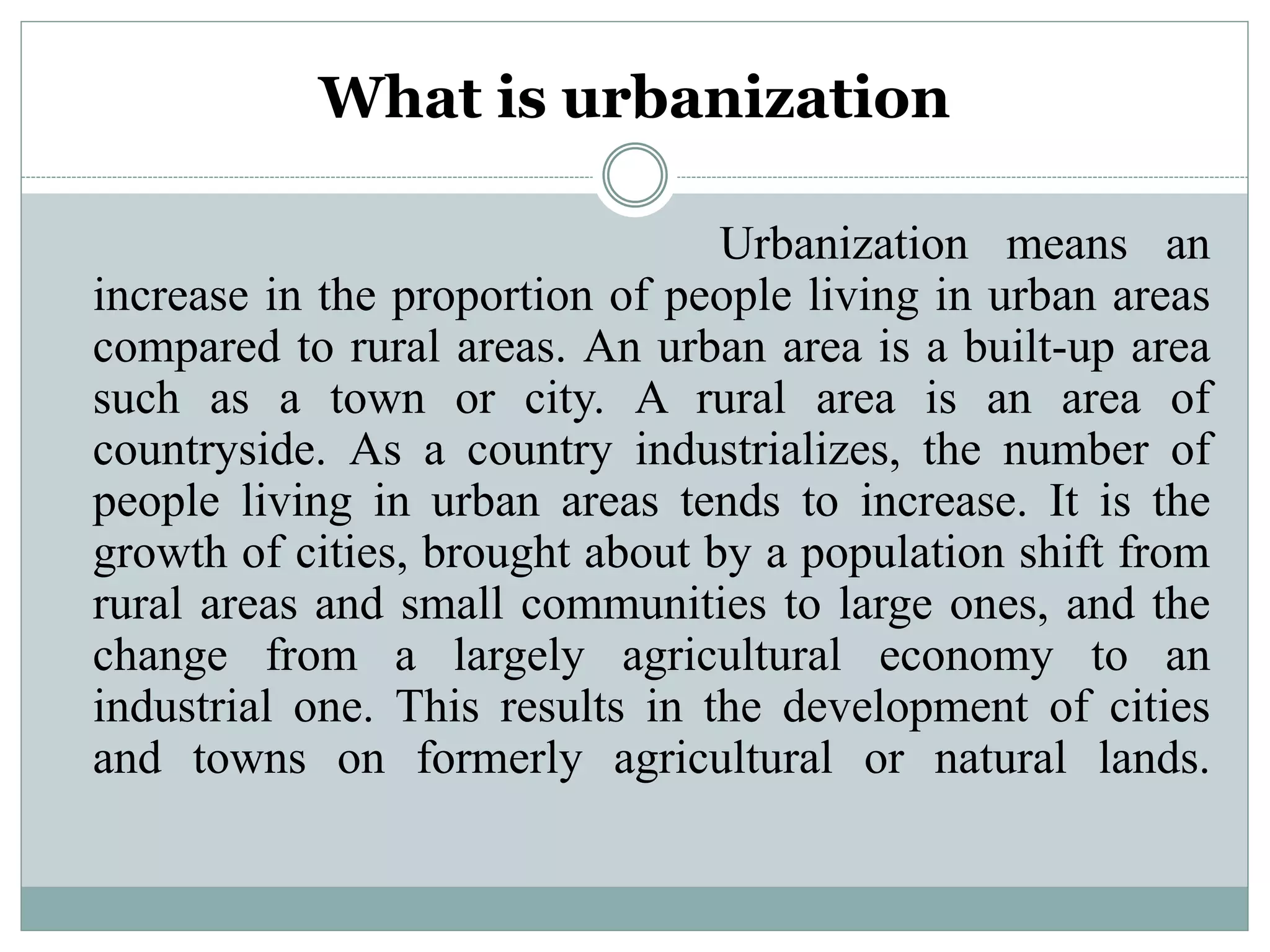 Urbanization and Urbanism | PPTX