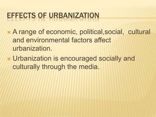Economic Effects Of Urbanization