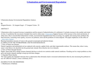 Urbanization And Environmental Degradation | PDF