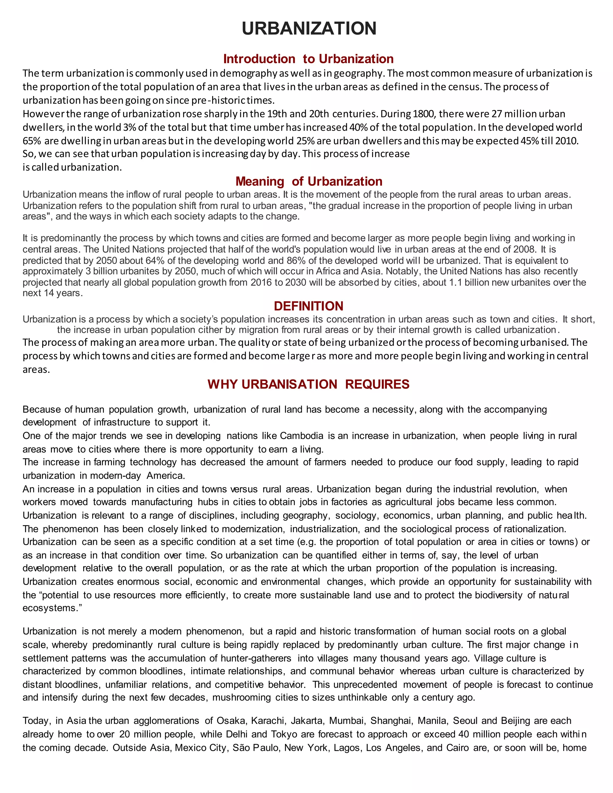 Urbanization and housing problems | DOCX