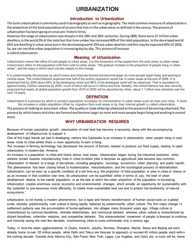 Urbanization and housing problems | DOCX