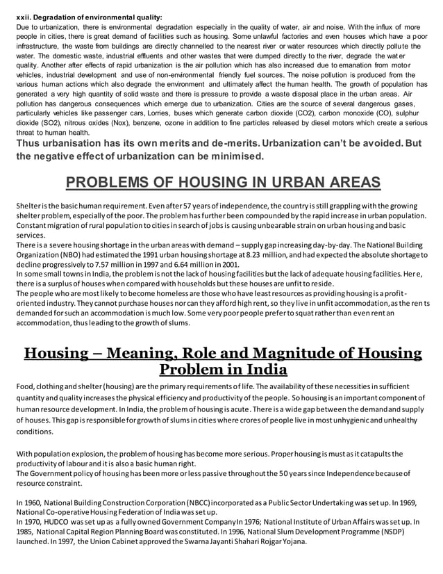 Urbanization and housing problems | DOCX
