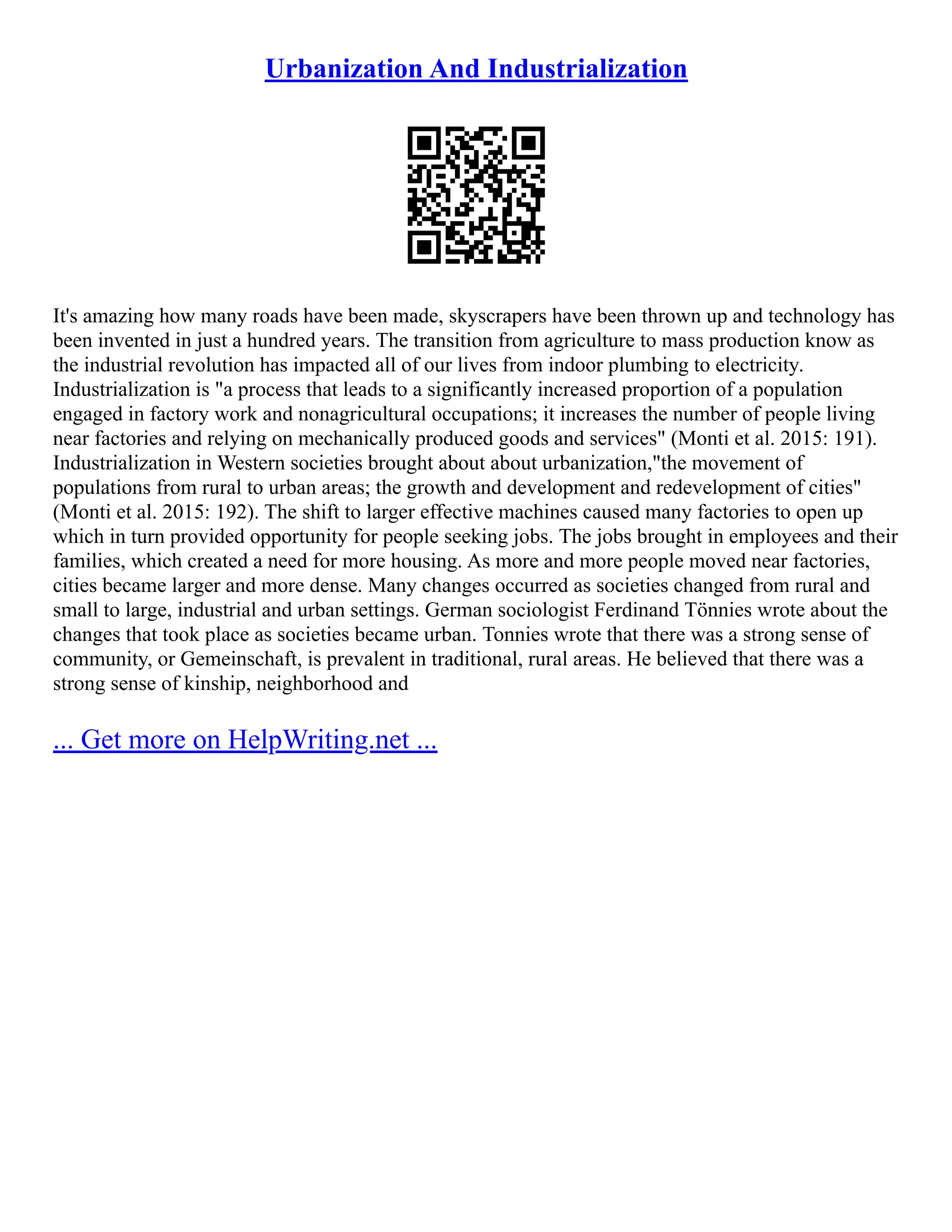 Urbanization And Industrialization | PDF