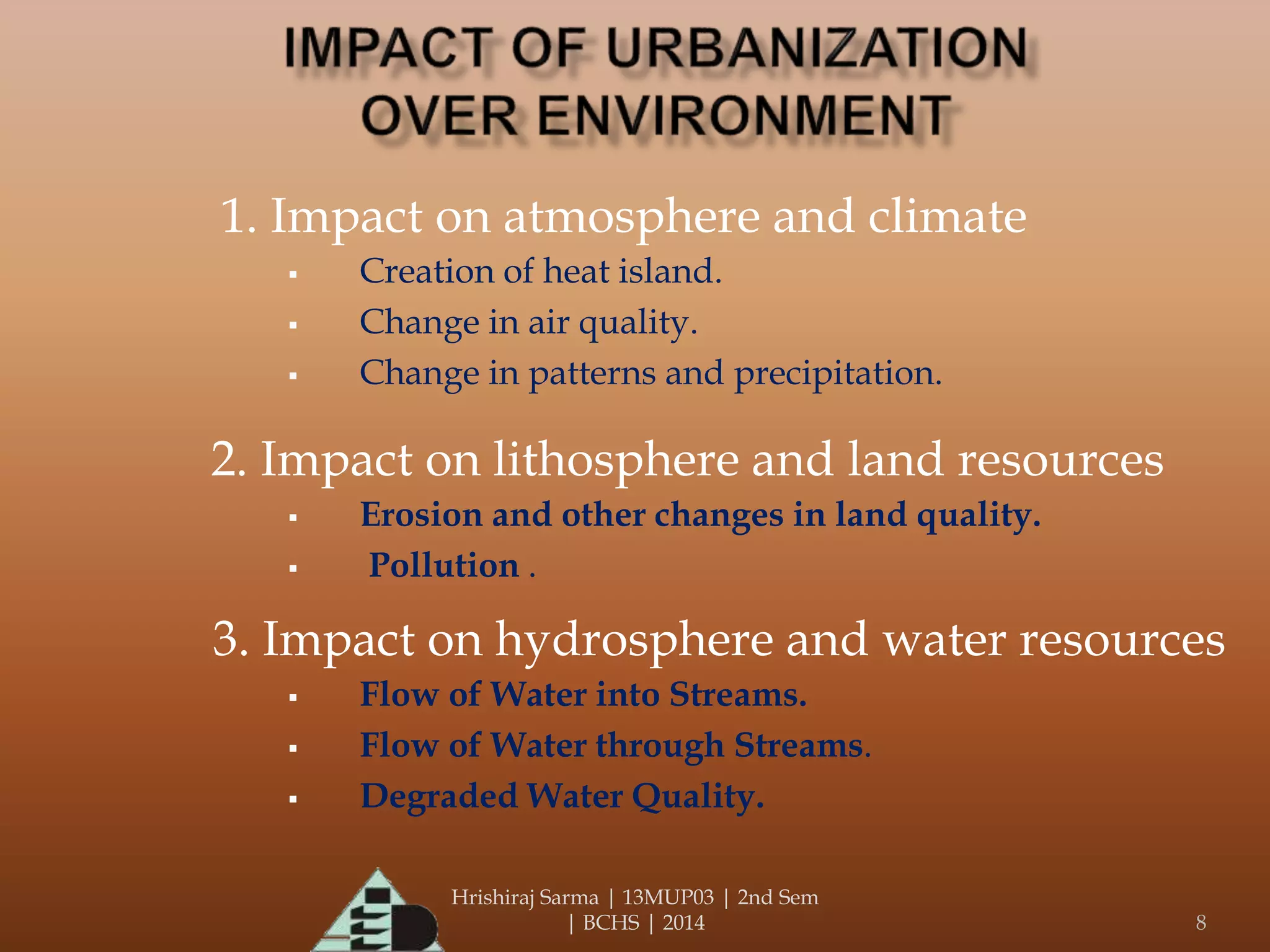 Urbanization and its effect on environment | PPTX