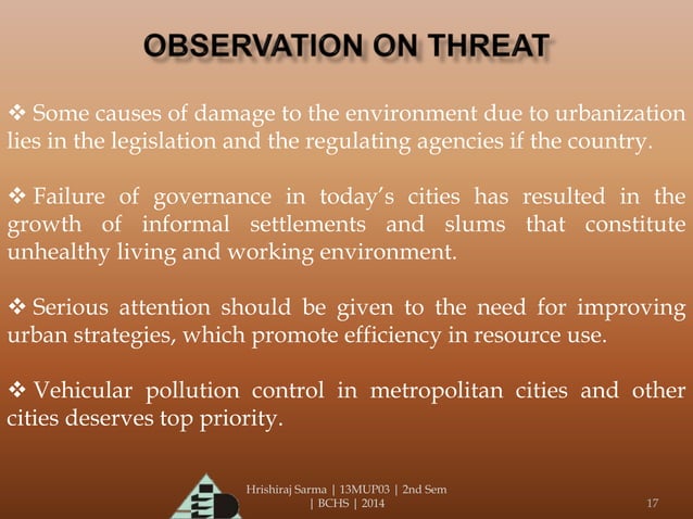Urbanization and its effect on environment | PPTX | Environmental ...