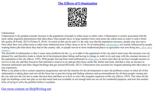 Urbanization And Urban Growth | PDF