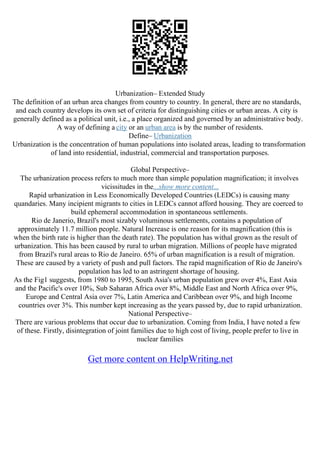 Urbanization Essay | PDF