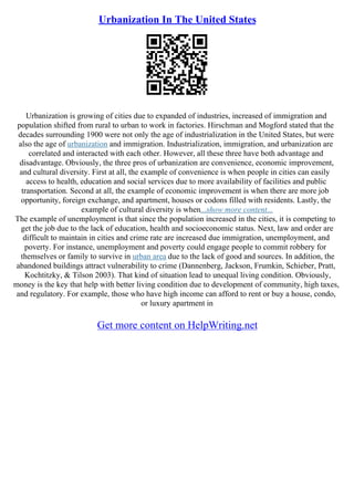 Urbanization Essay | PDF