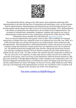 Urbanization Essay | PDF