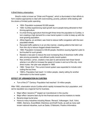 Urbanization in city of curitiba, brazil | DOCX