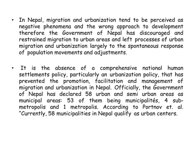Urbanization in nepal final | PPSX | Developmental Sites | Real Estate