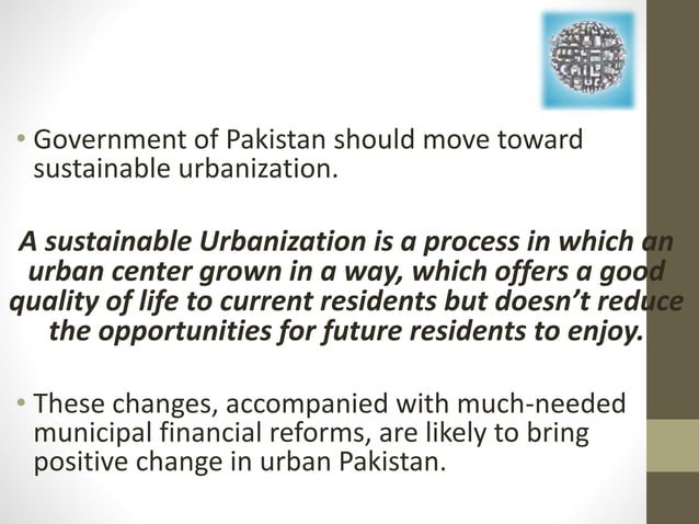 Urbanization in pakistan | PPTX | Indoor Environmental Quality | Home ...
