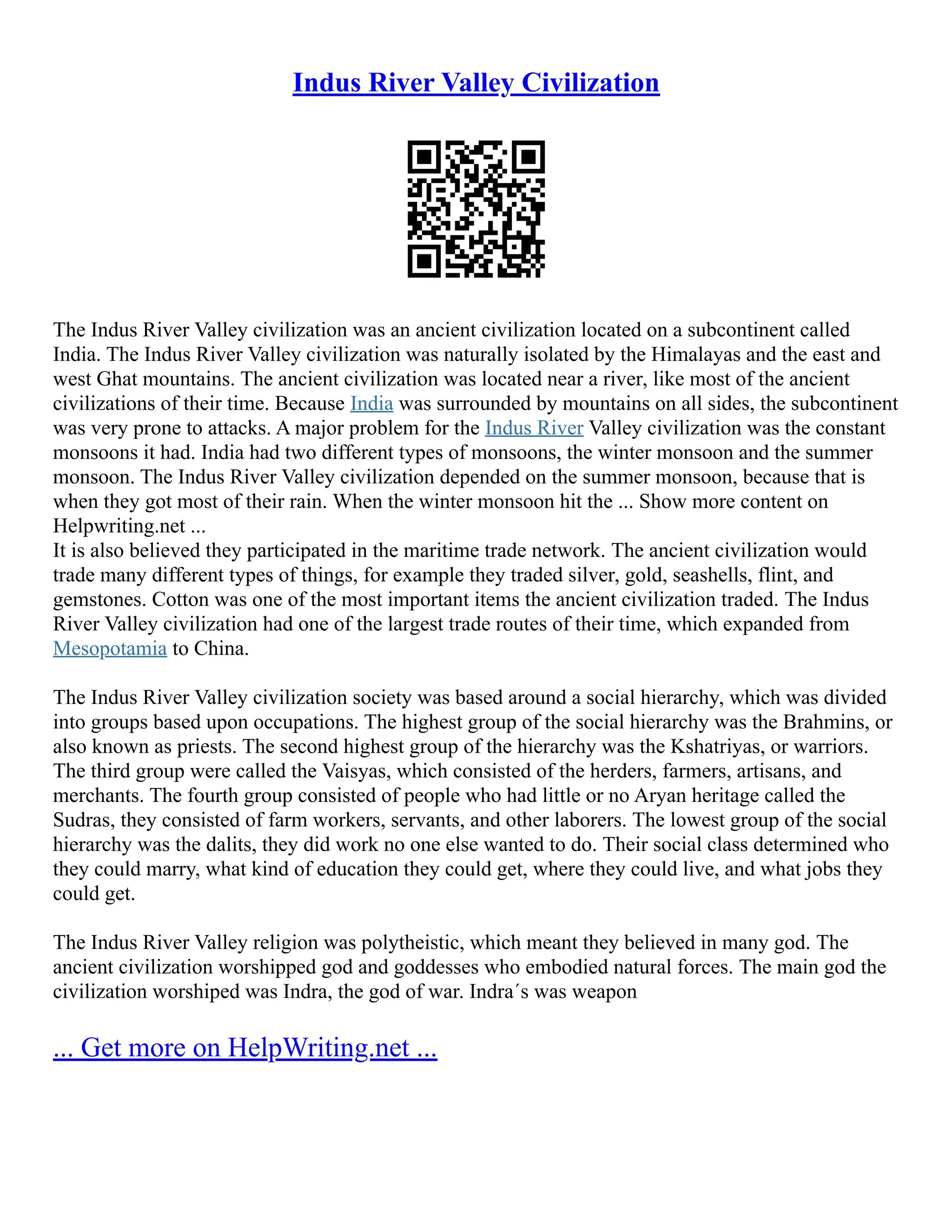 Urbanization Of Ancient Mesopotamia, Egypt And The Indus... | PDF