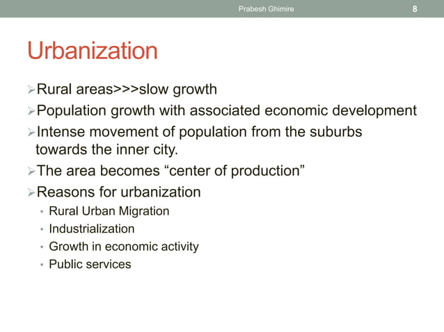 Urbanization Process | PPTX | Geography | Science