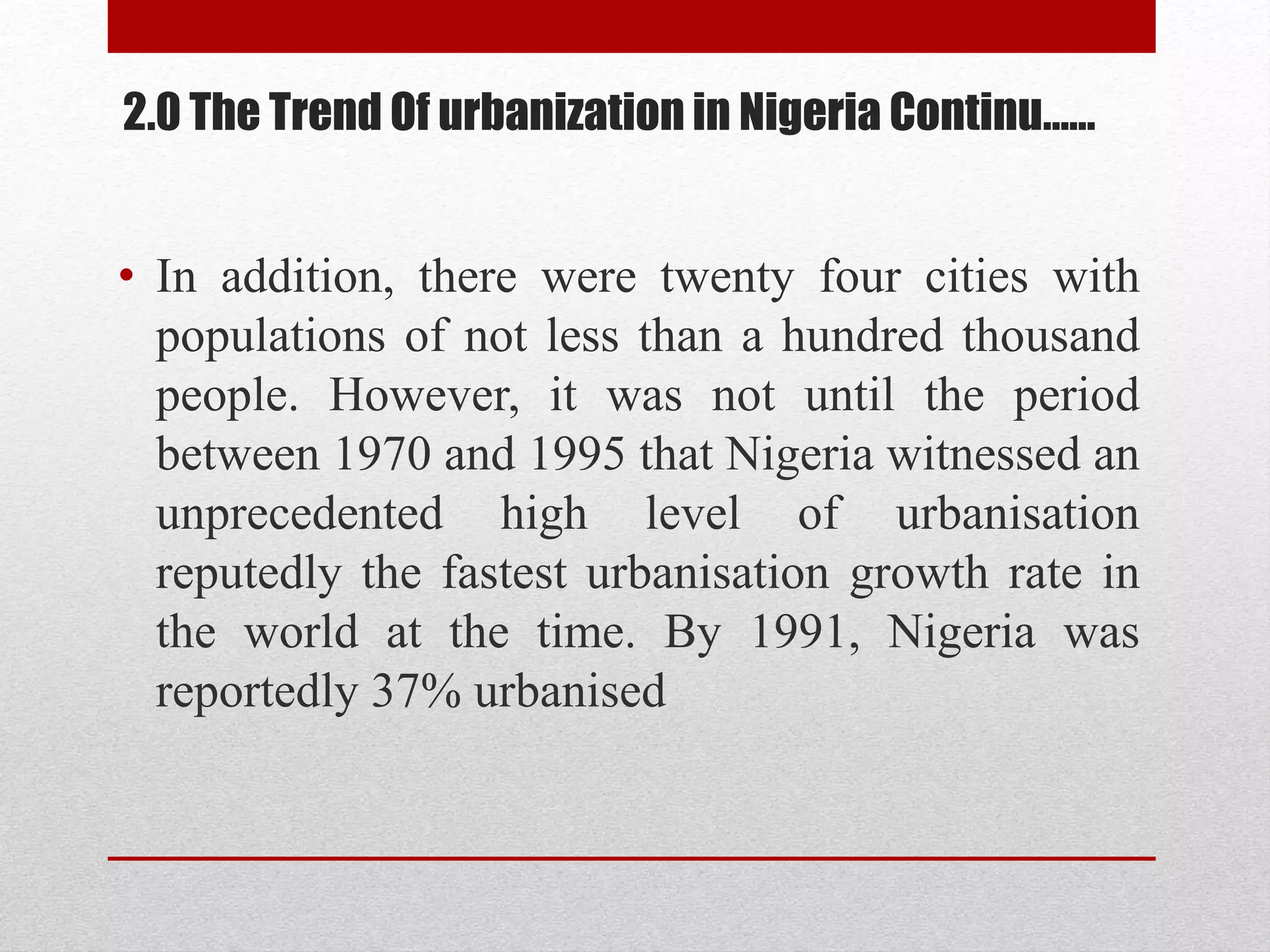 Urbanization trend in nigeria | PPTX
