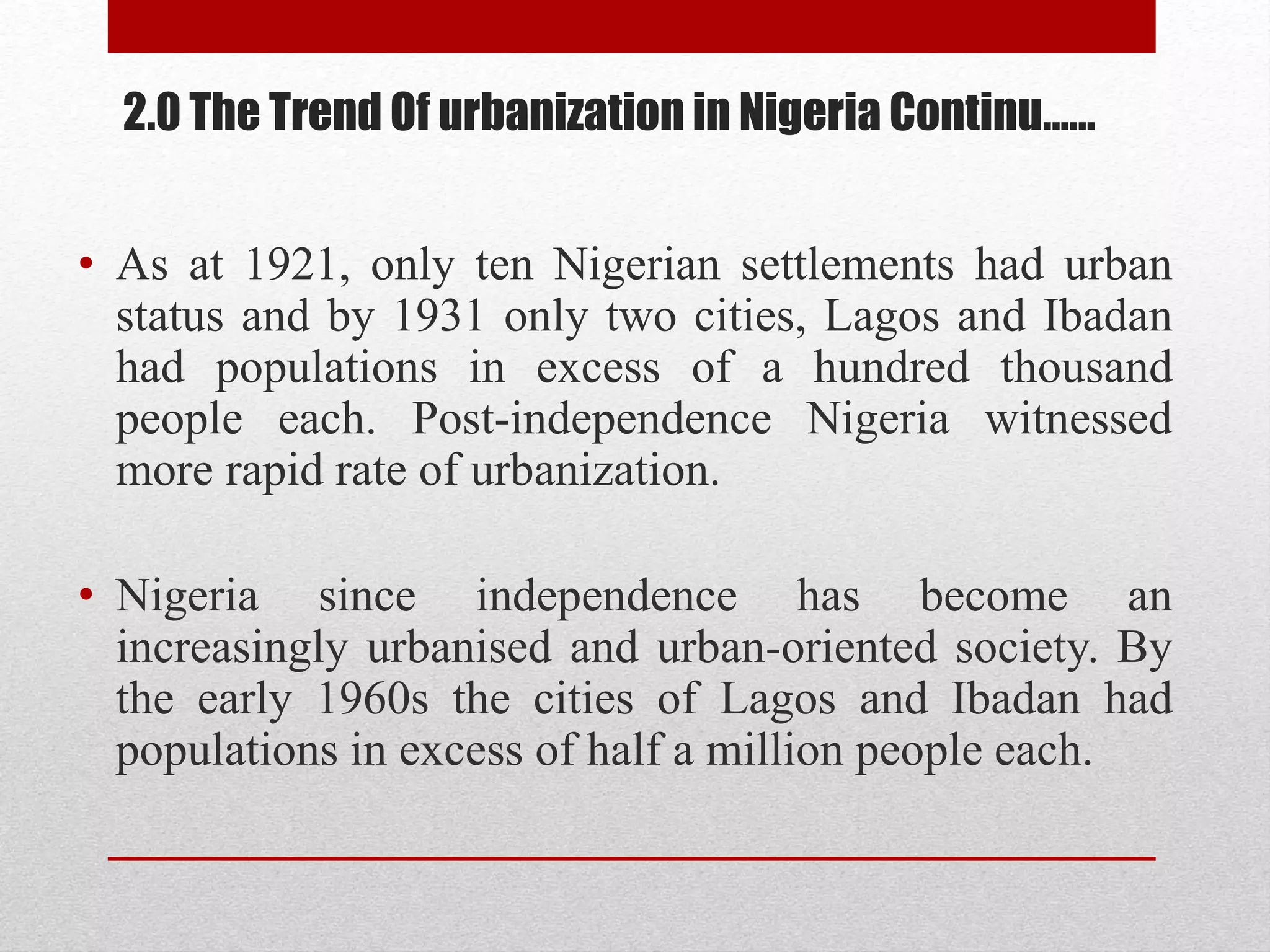 Urbanization trend in nigeria | PPTX