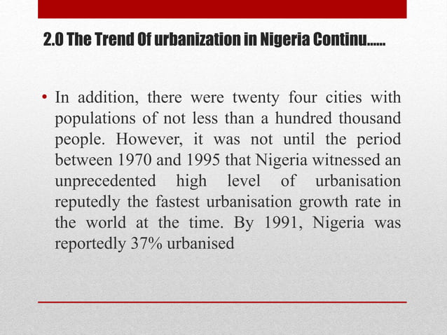 Urbanization trend in nigeria | PPTX