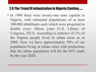Urbanization trend in nigeria | PPTX