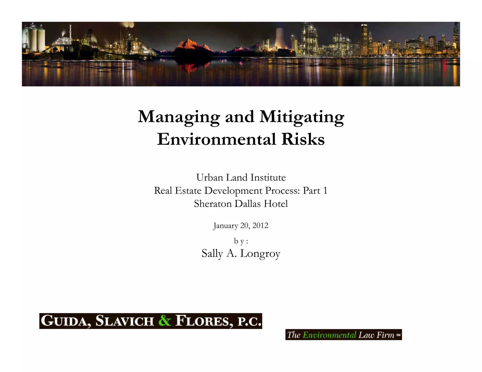 Managing And Mitigating Environmental Risks - Urban Land Institute | PDF
