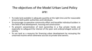 Urban land policies | PPTX | Government Support and Welfare | Financial ...