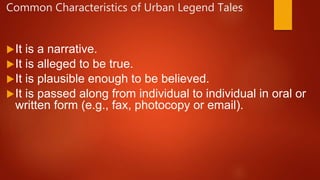 Mr. Baguley's Urban legends | PPT
