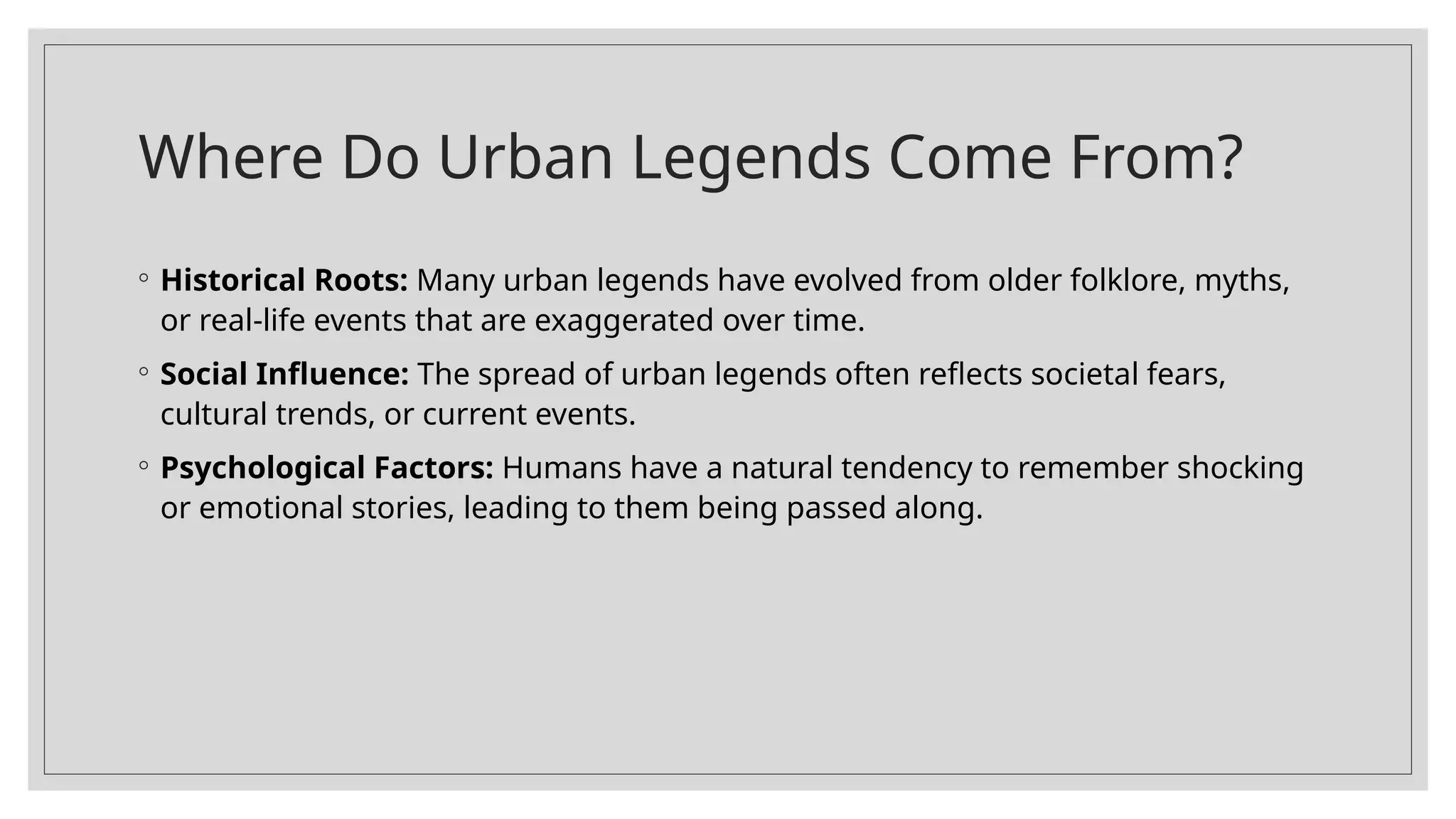 a presentation on Urban Legends, Myths and Mysteries.pptx
