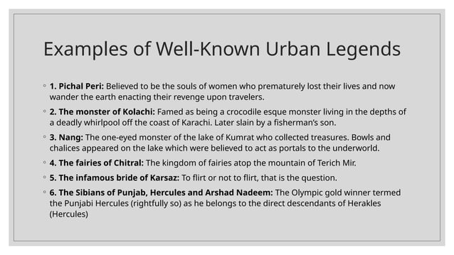 a presentation on Urban Legends, Myths and Mysteries.pptx