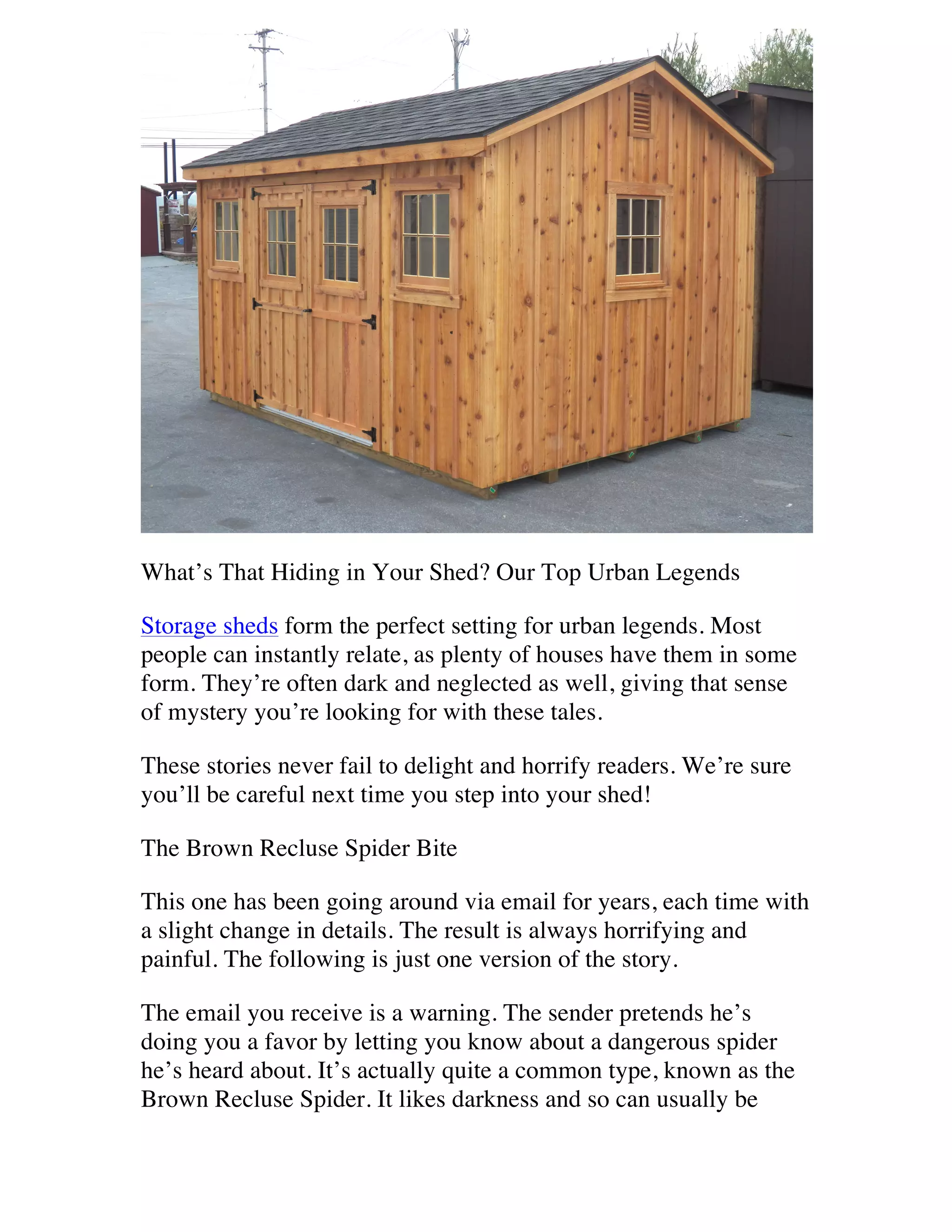 Urban legends storage sheds. | PDF