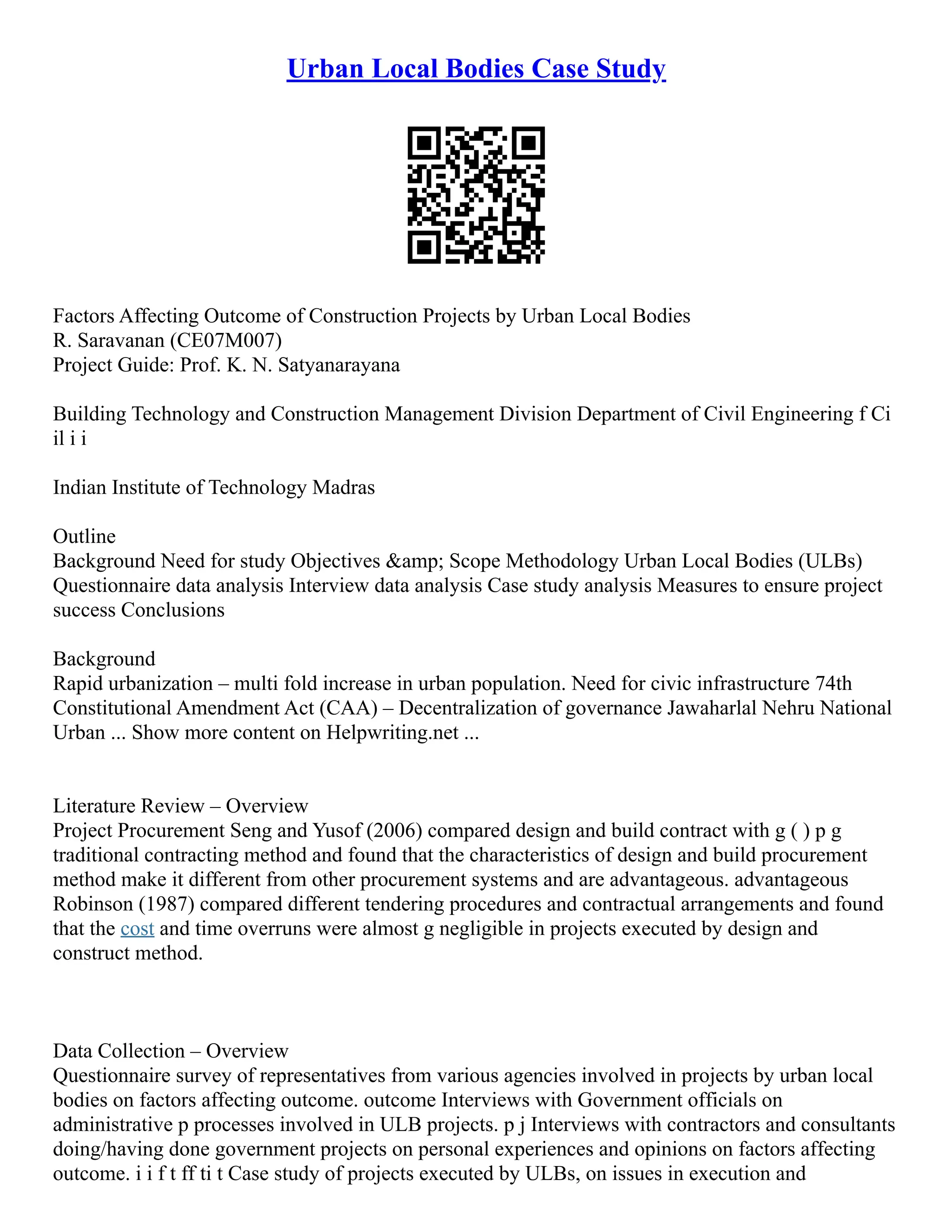 Urban Local Bodies Case Study | PDF