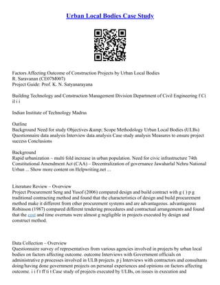 Urban Local Bodies Case Study | PDF