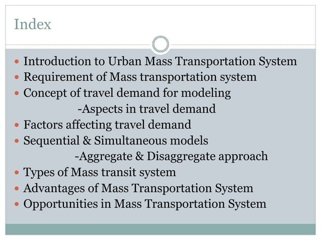 Urban mass transportation system | PPTX | Rail Travel | Travel Type