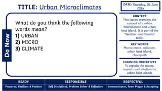 KS3 Lesson on Urban Microclimates (Weather and Climate) | PPTX