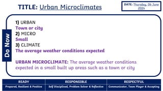 KS3 Lesson on Urban Microclimates (Weather and Climate) | PPTX