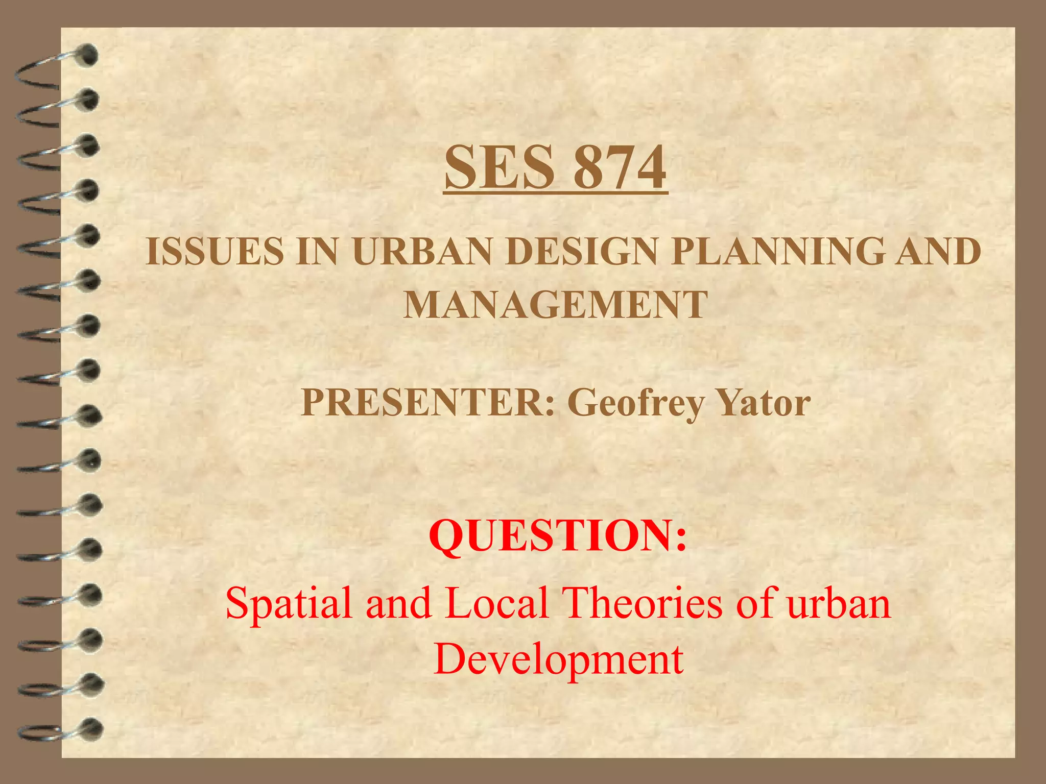 Urban Planning theories and models | PPT