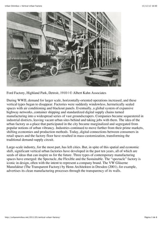 Urban omnibus » vertical urban factory | PDF