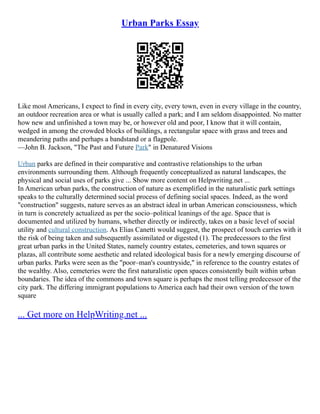 Urban Parks Essay | PDF