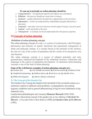 Urban planning concept,principles and elementes | PDF