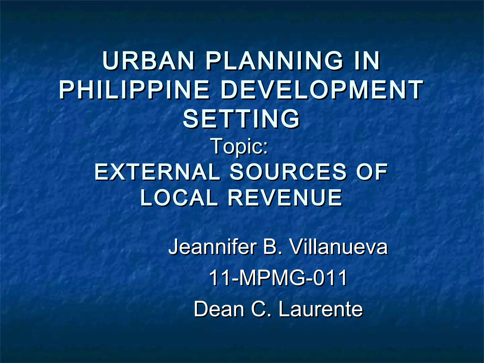 Urban planning in philippine development setting | PPT