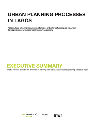 Urban planning processes in lagos executive summary | PDF