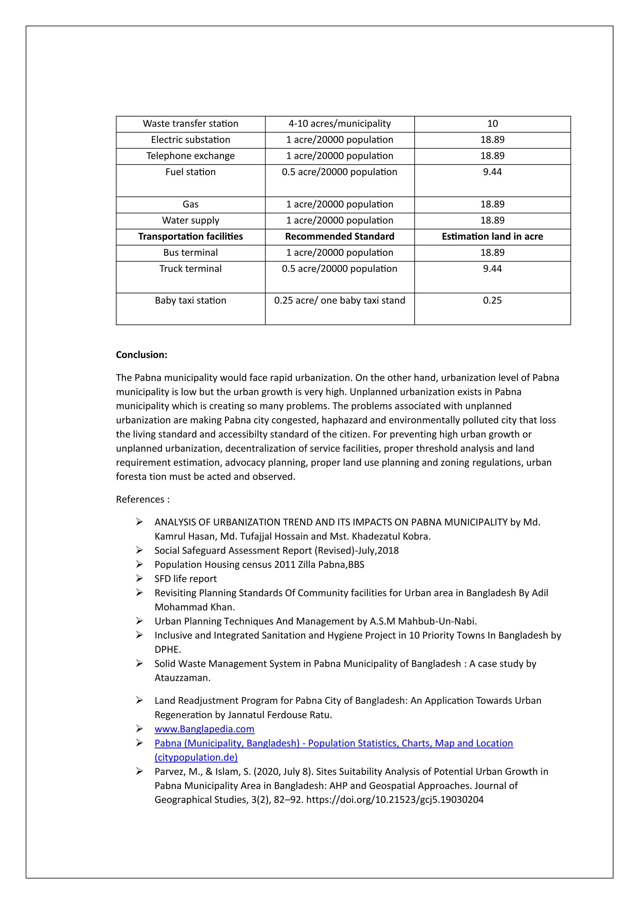 Assessment and Future Land Requirements Of Urban areas And Facilities Of Pabna Municipality ...