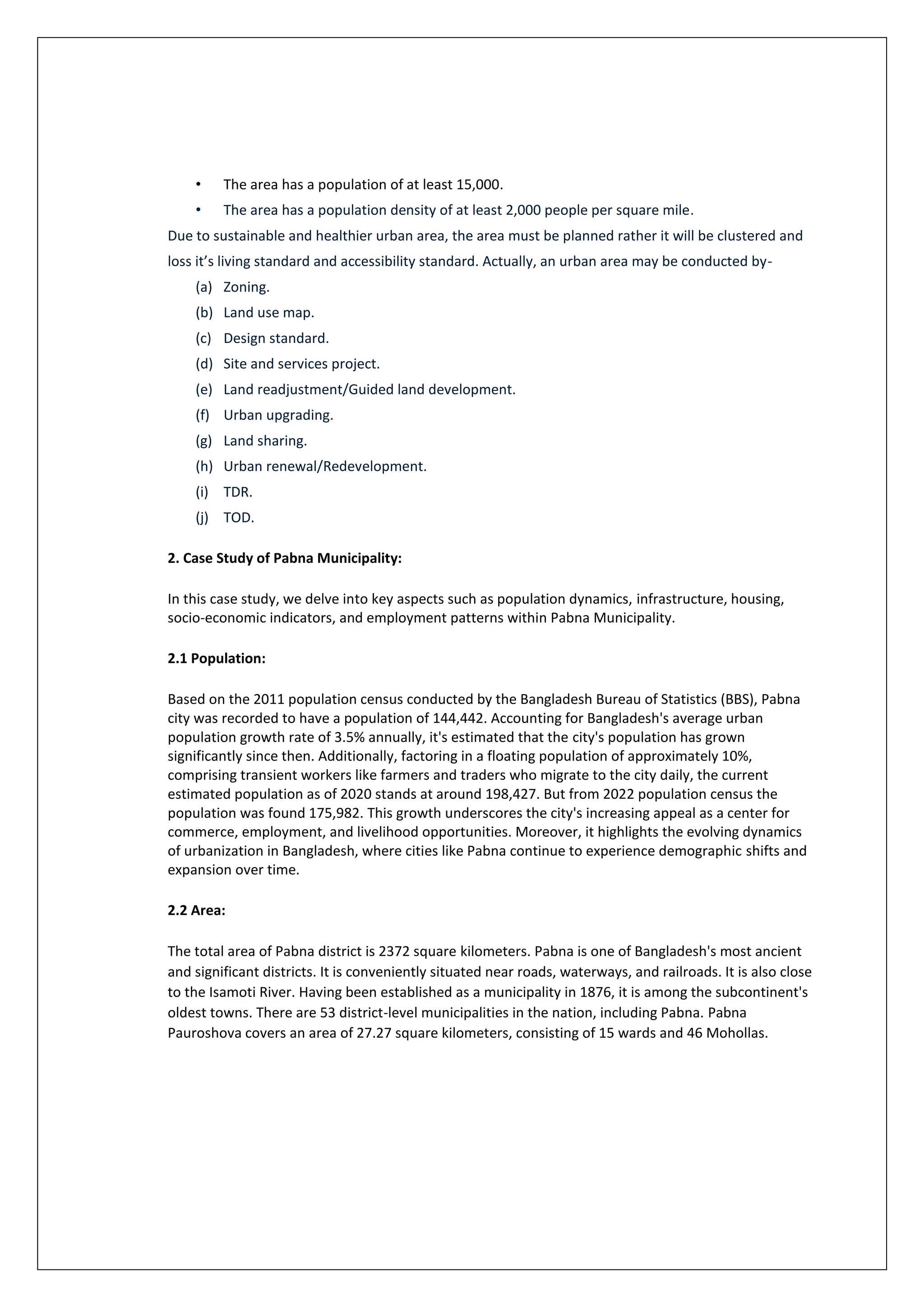 Assessment and Future Land Requirements Of Urban areas And Facilities ...