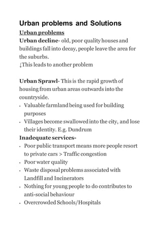 Urban problems and solutions | DOCX