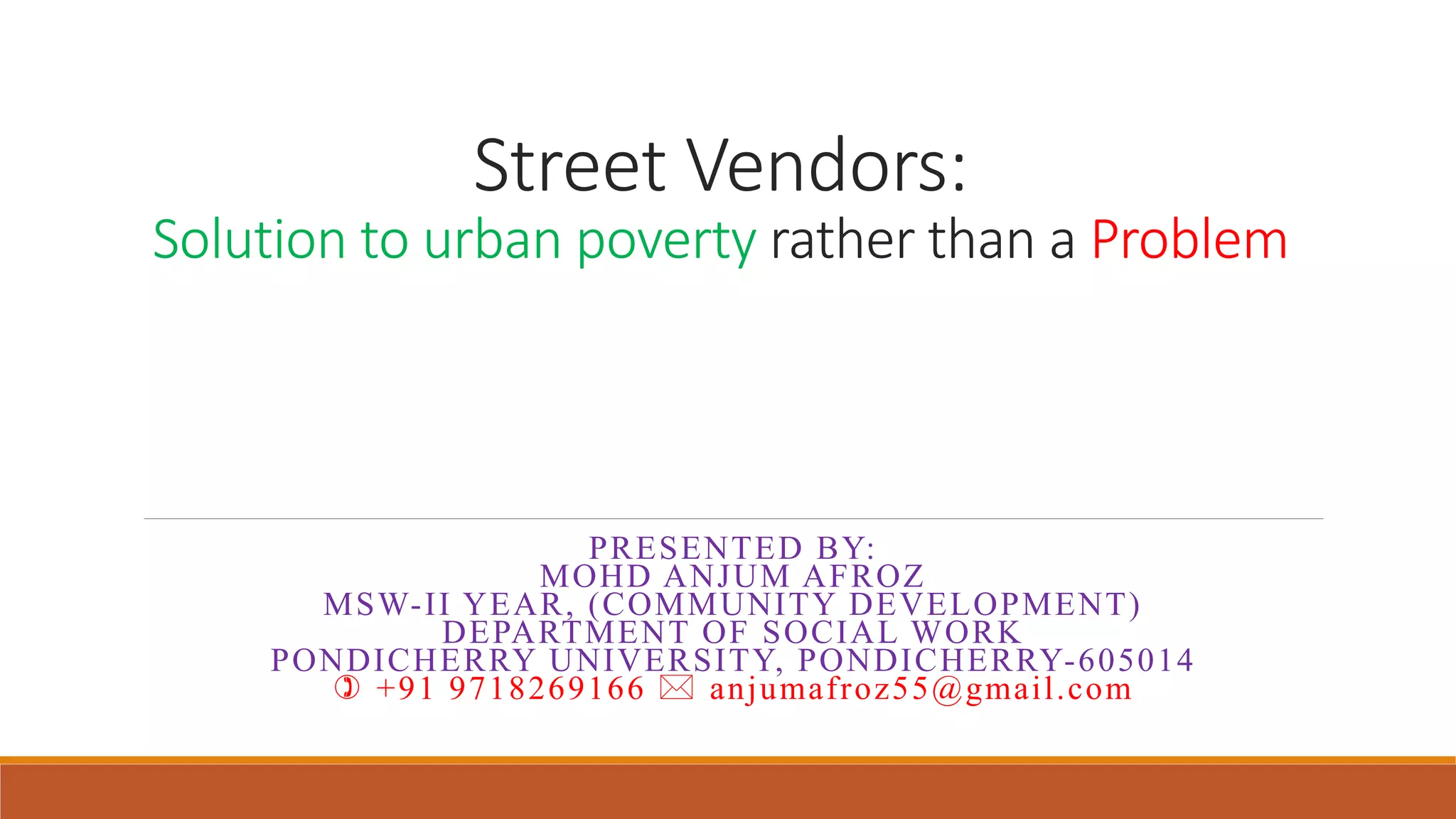 Urban problem street vendors | PPTX