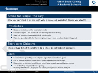 Urban Social Gaming Pitch | PPT