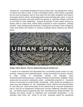 Issues and Option for Managing Challenges of Urban Sprawl in Indian | DOCX