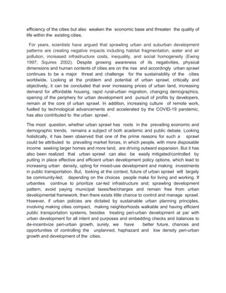 Issues and Option for Managing Challenges of Urban Sprawl in Indian | DOCX