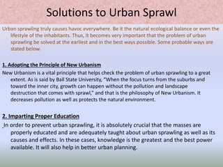 Urban sprawl as a barrier to smart growth | PPTX