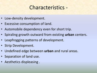 Urban sprawl as a barrier to smart growth | PPTX