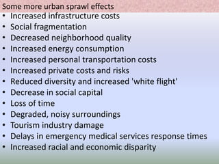Urban sprawl as a barrier to smart growth | PPTX