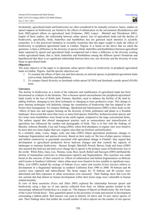 Urban sprawl effects on biodiversity in peripheral agricultural lands ...